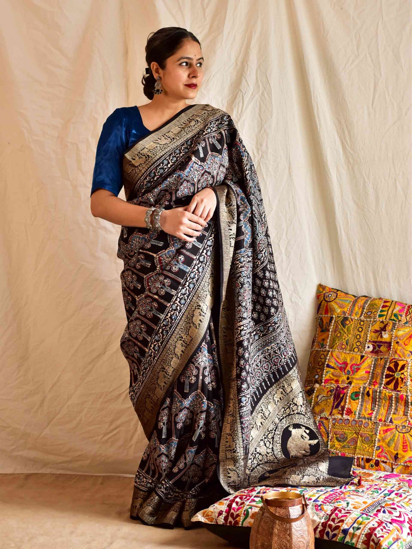 Ajrakh saree | Buy Ajrakh Print Cotton & Modal Silk Sarees Online